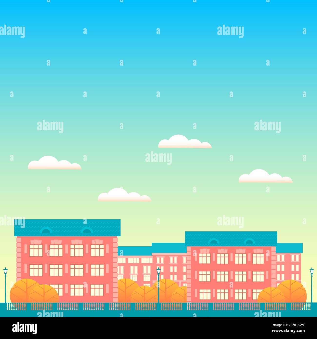 Buildings In Animated Clouds Backgrounds