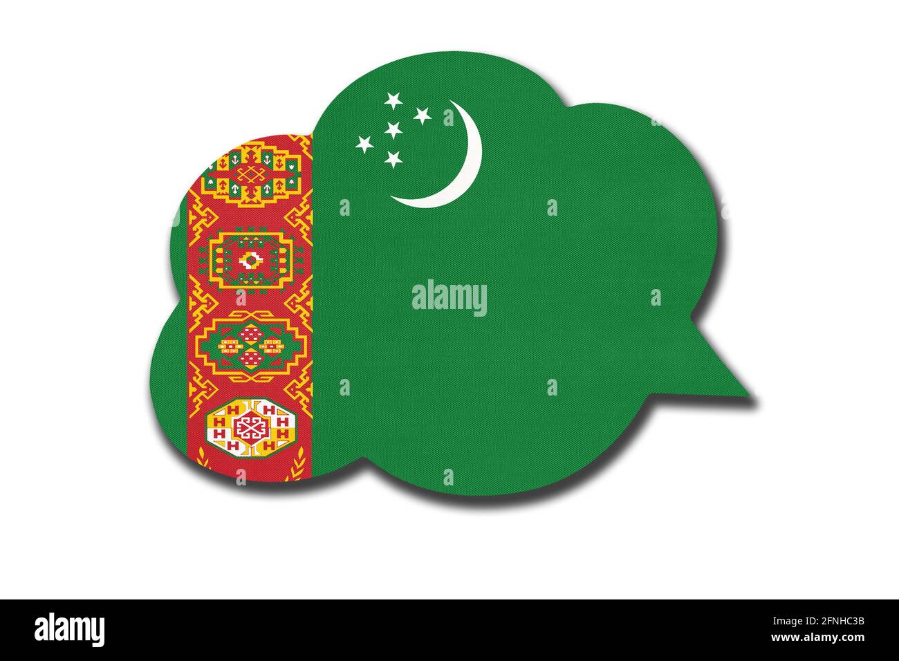 3d speech bubble with turkmenistani national flag isolated on white ...