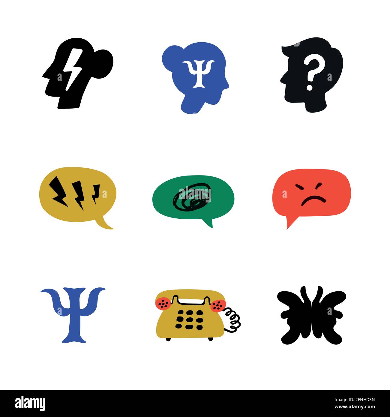 Psychology. Psychological counseling icons. Psychology, brain and ...