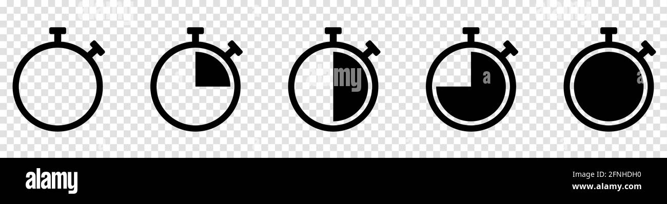 Set of timer or stopwatch icons. Symbol timer isolated on transparent ...