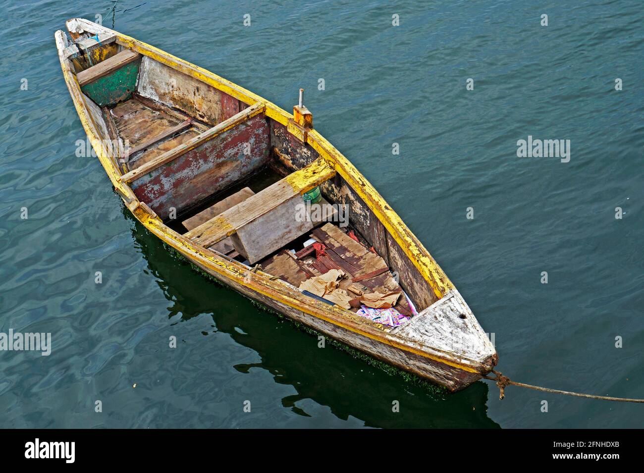 Old boat on sea water Stock Photo - Alamy