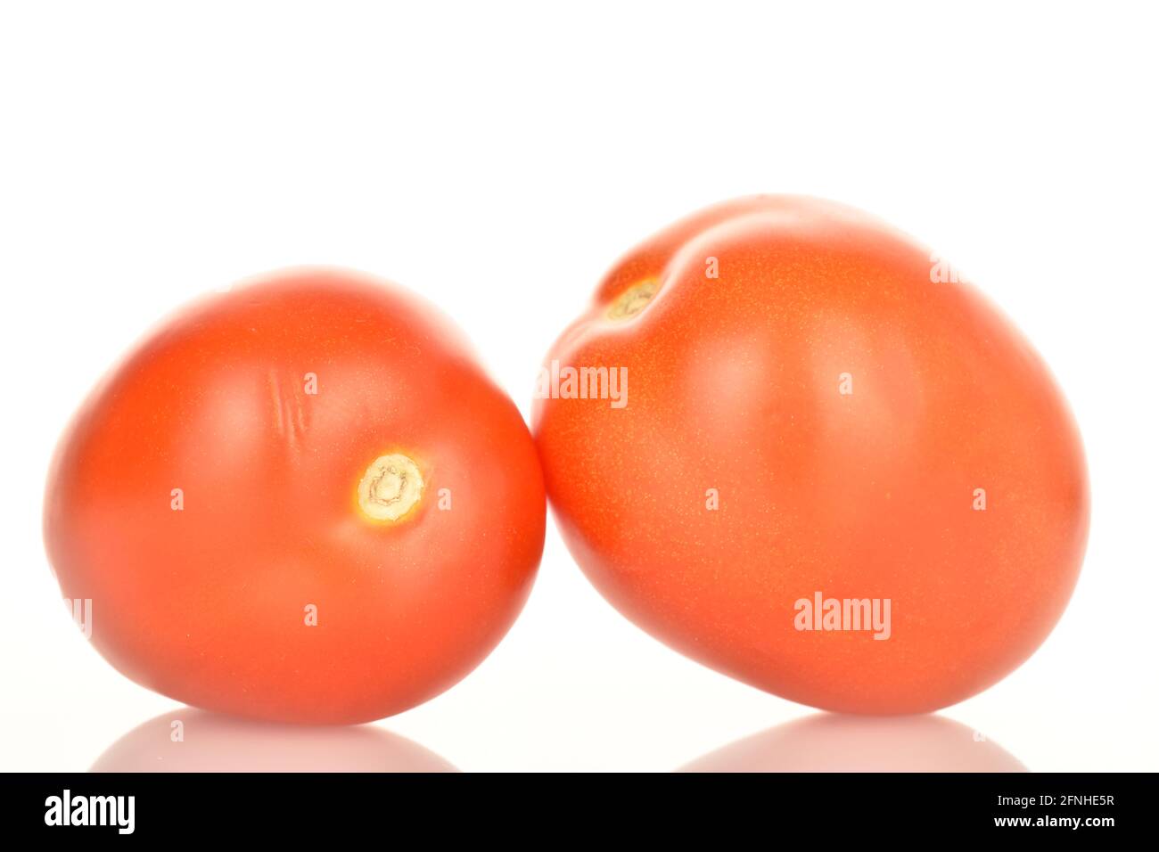 Two red tomatoes, close-up, on a white background Stock Photo - Alamy