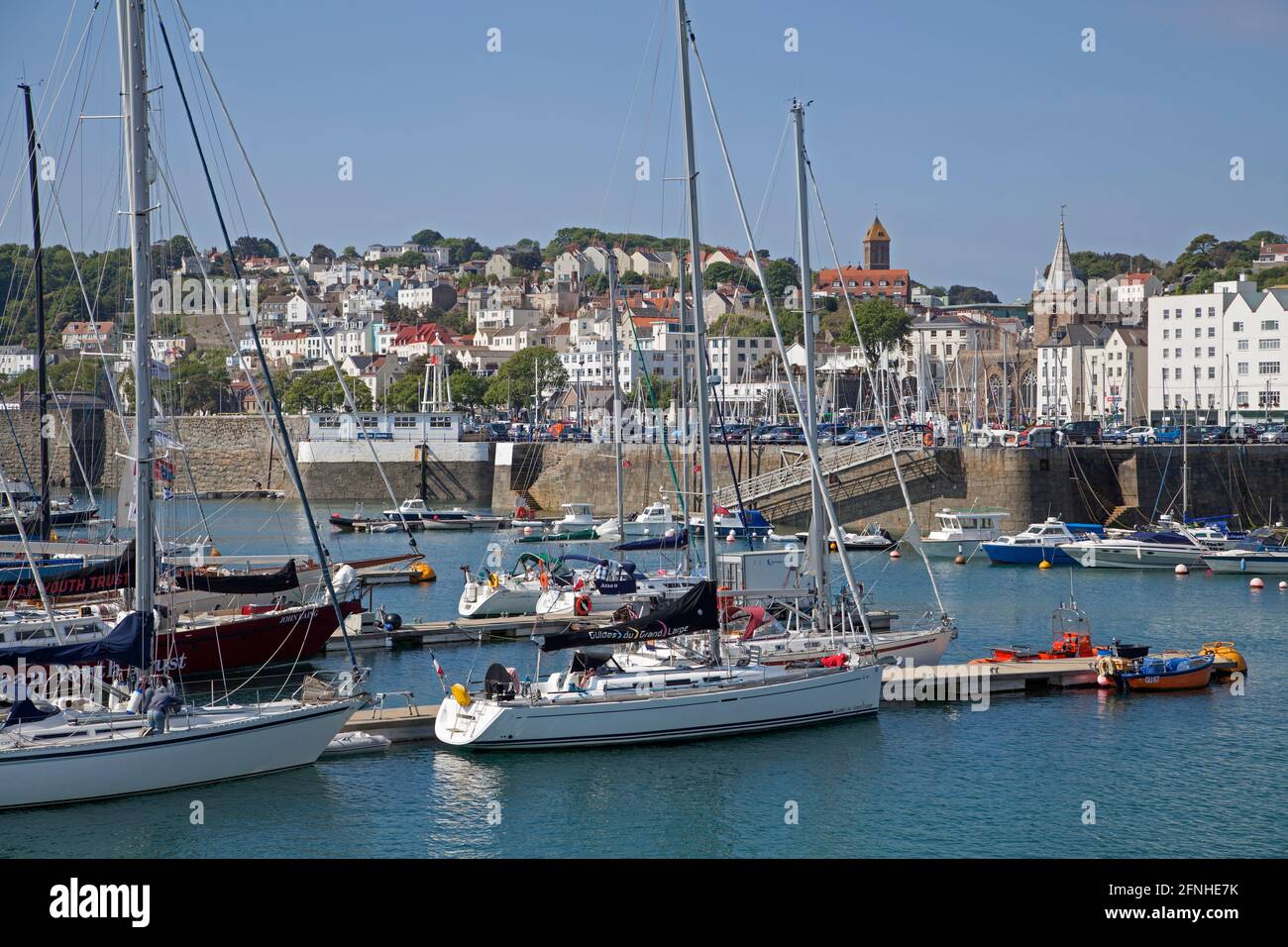 The harbour at St Peter Port on Guernsey Stock Photo - Alamy