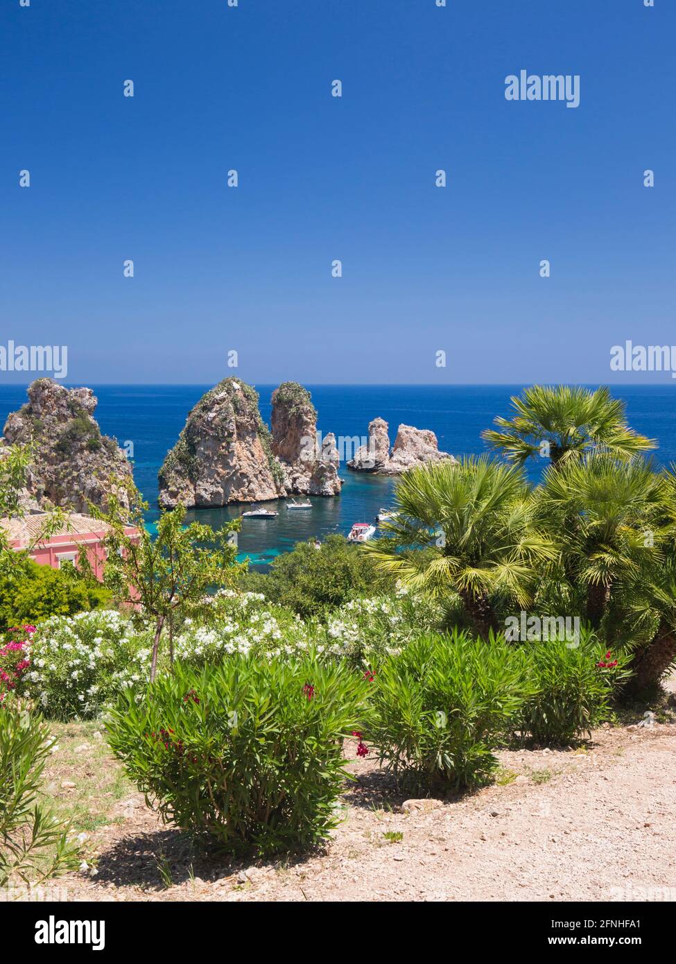 Scopello, Trapani, Sicily, Italy. View over rocky cove to the ...