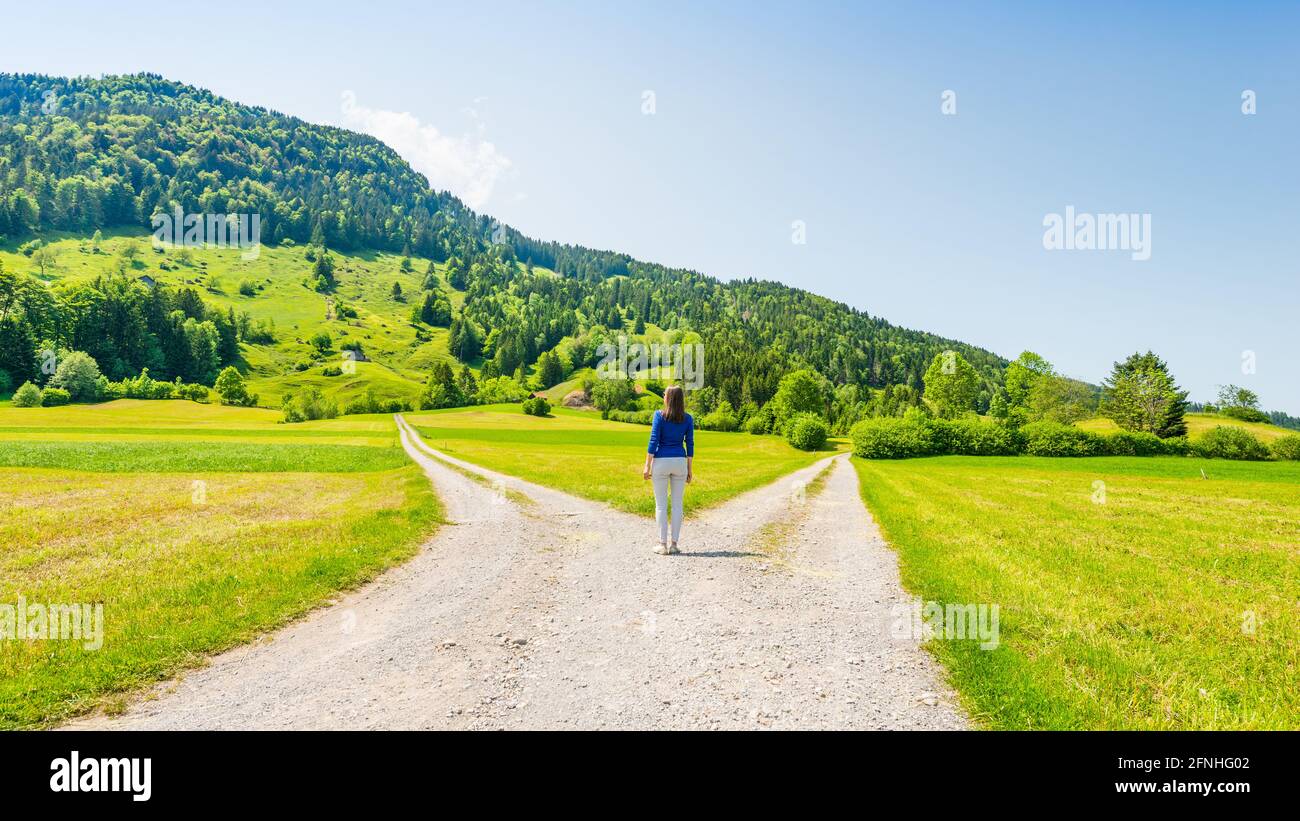 Two paths fork forest hi-res stock photography and images - Alamy