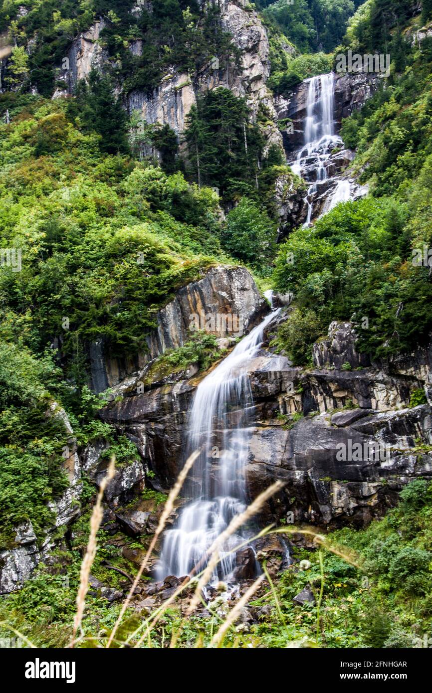 Impressive view of the waterfalls in Rize, Turkey, in harmony with ...