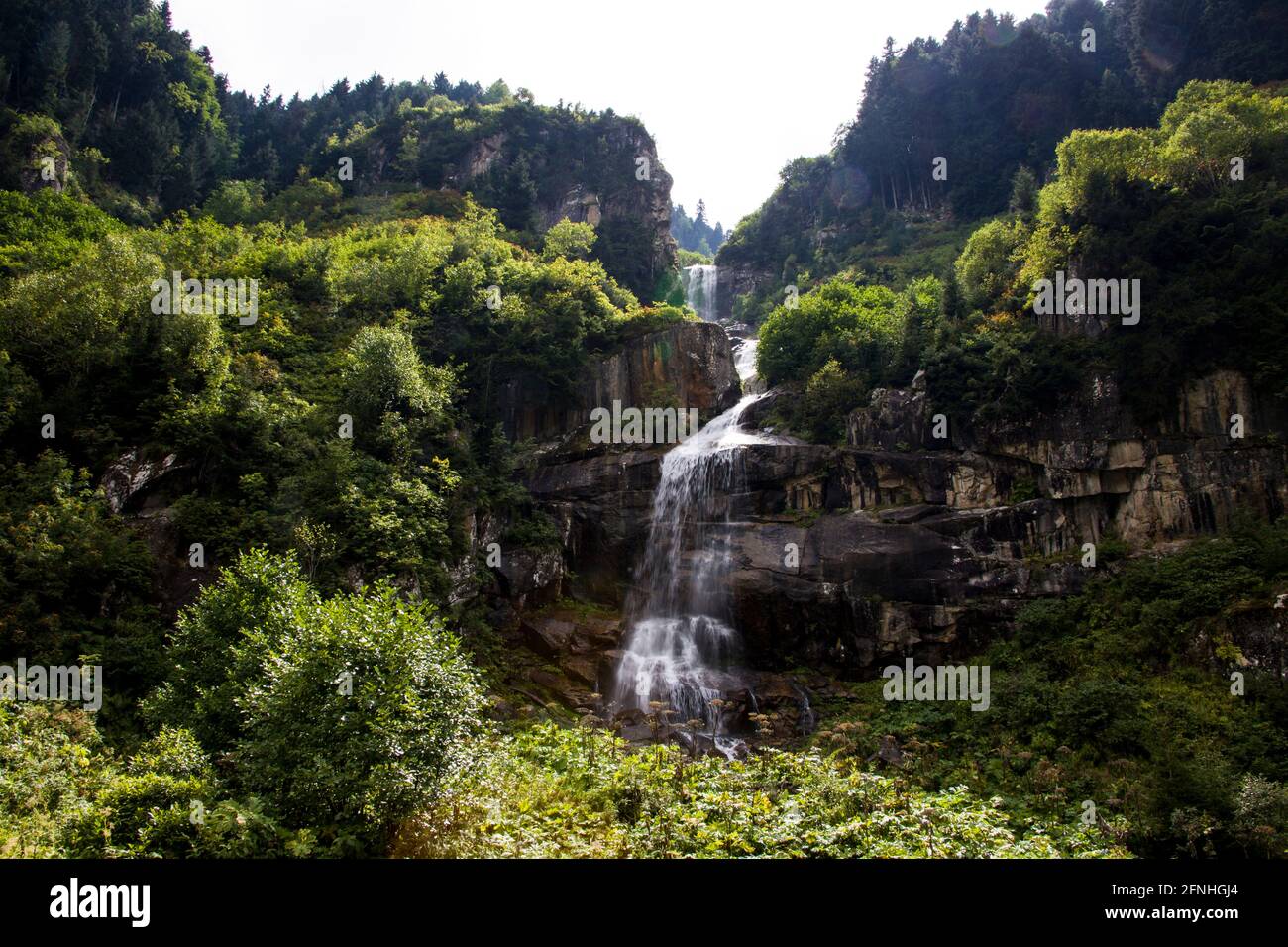 Impressive view of the waterfalls in Rize, Turkey, in harmony with ...