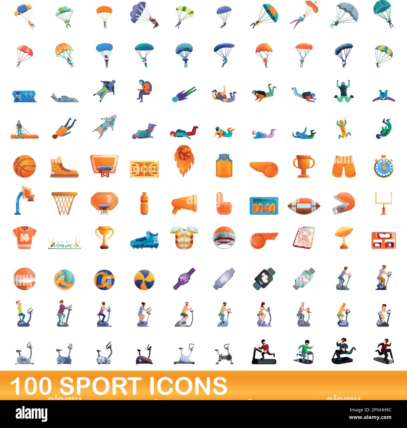 100 sport icons set. Cartoon illustration of 100 sport icons vector set ...
