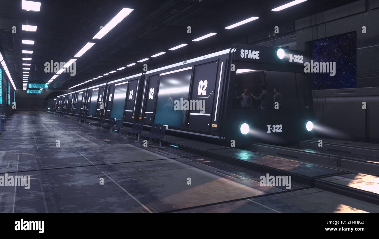 3d render. Futuristic space train concept Stock Photo - Alamy