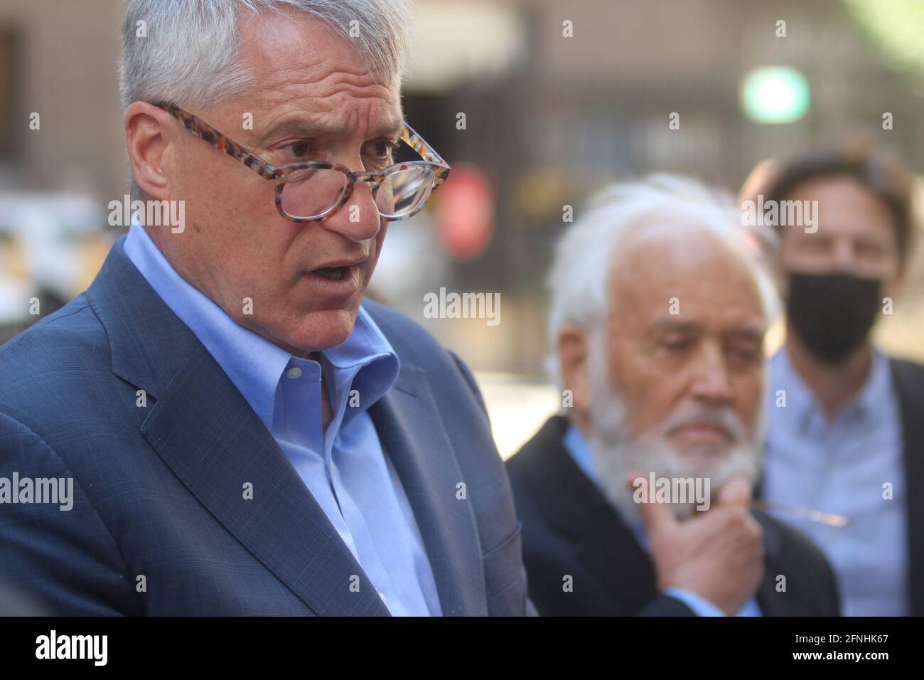 New York, USA. 17th May, 2021. After trial of Steven Donziger,he speaks ...