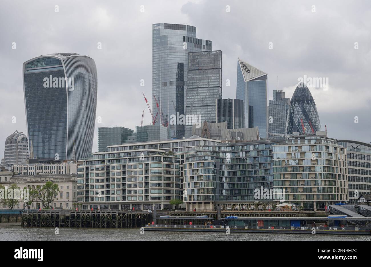 City of London skyline architecture seen from south bank of the river ...