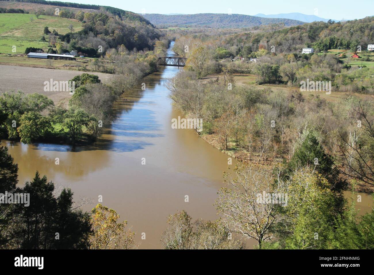 Autumn landscape in Nelson County, Virginia, USA. Tye River just west ...