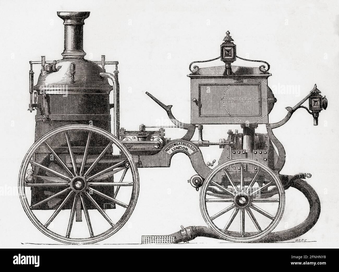 Merryweather and Son's steam pumper fire engine, 1862. From A Concise ...