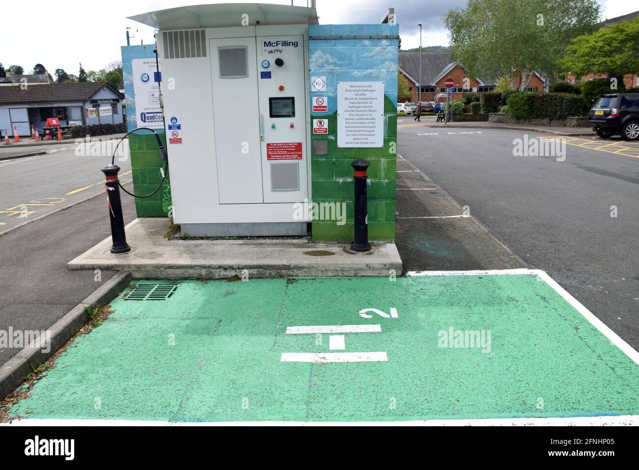 Riversimple refuelling point for hydrogen electric cars, Abergavenny ...