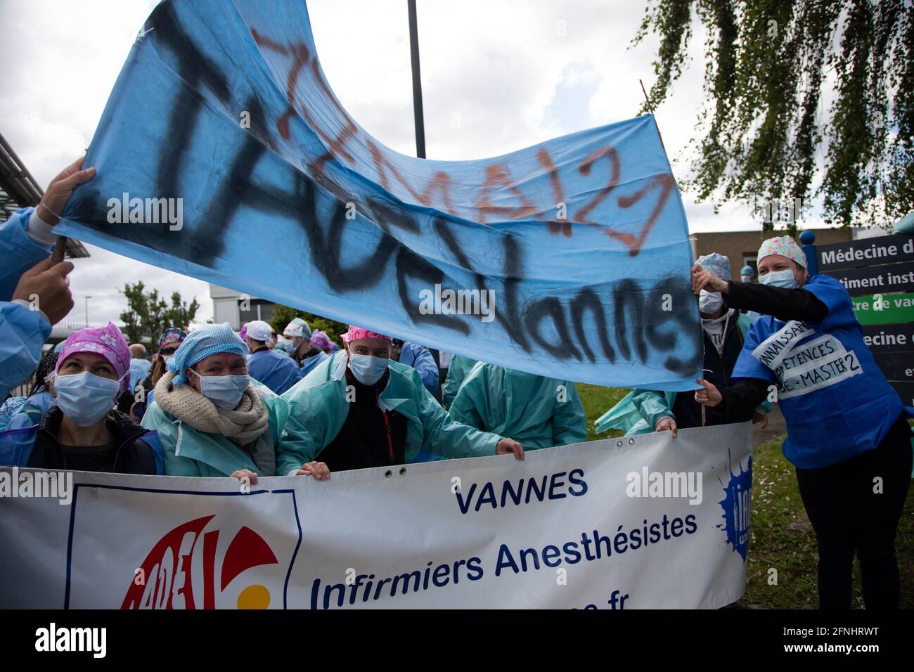 Rennes, France. 17th May 2021. Demonstration of 150 Breton nurse ...