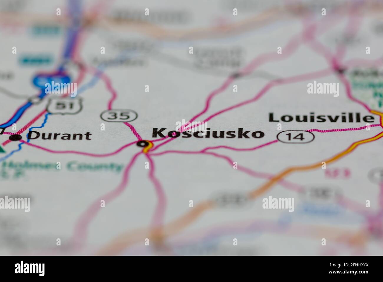 Map of kosciusko mississippi hi-res stock photography and images - Alamy