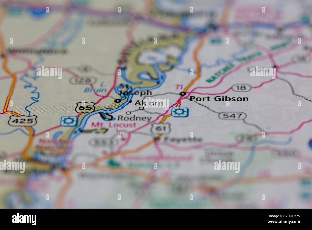 Alcorn Mississippi USA shown on a Geography map or road map Stock Photo ...