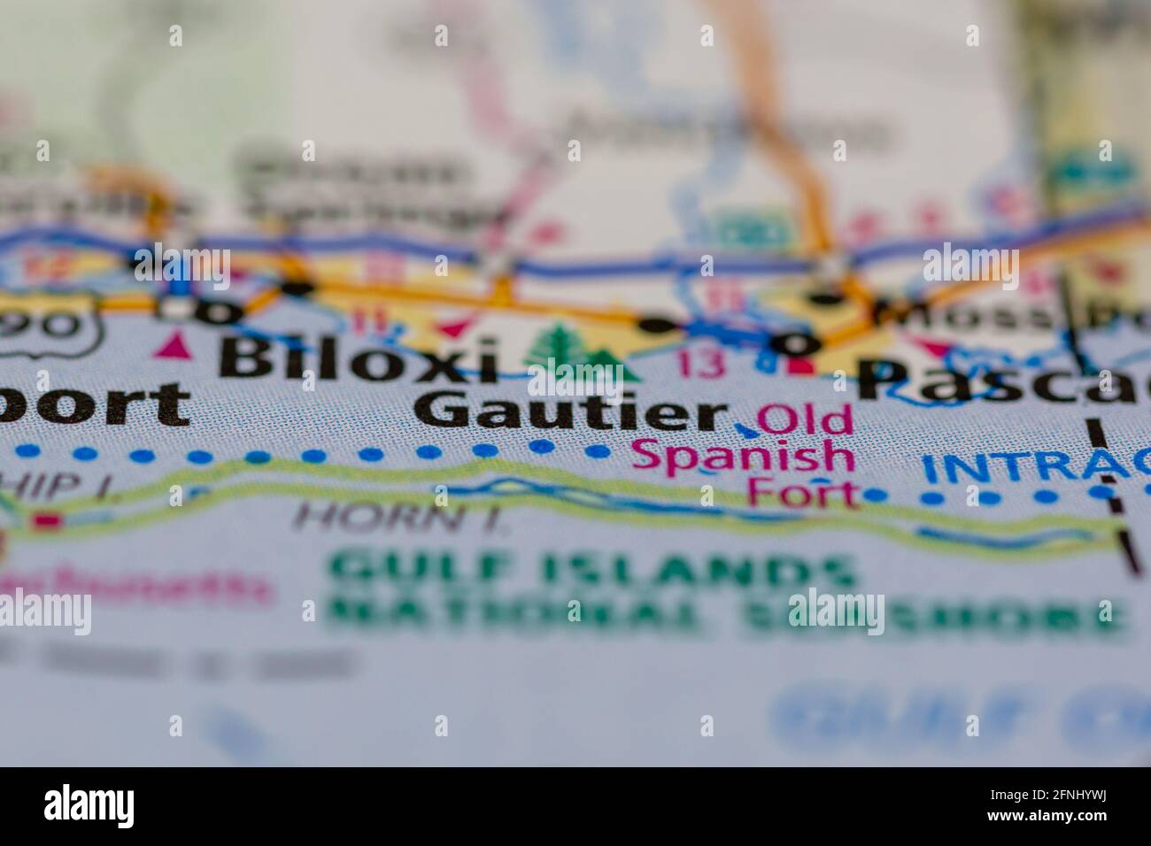 Gautier Mississippi USA shown on a Geography map or road map Stock ...