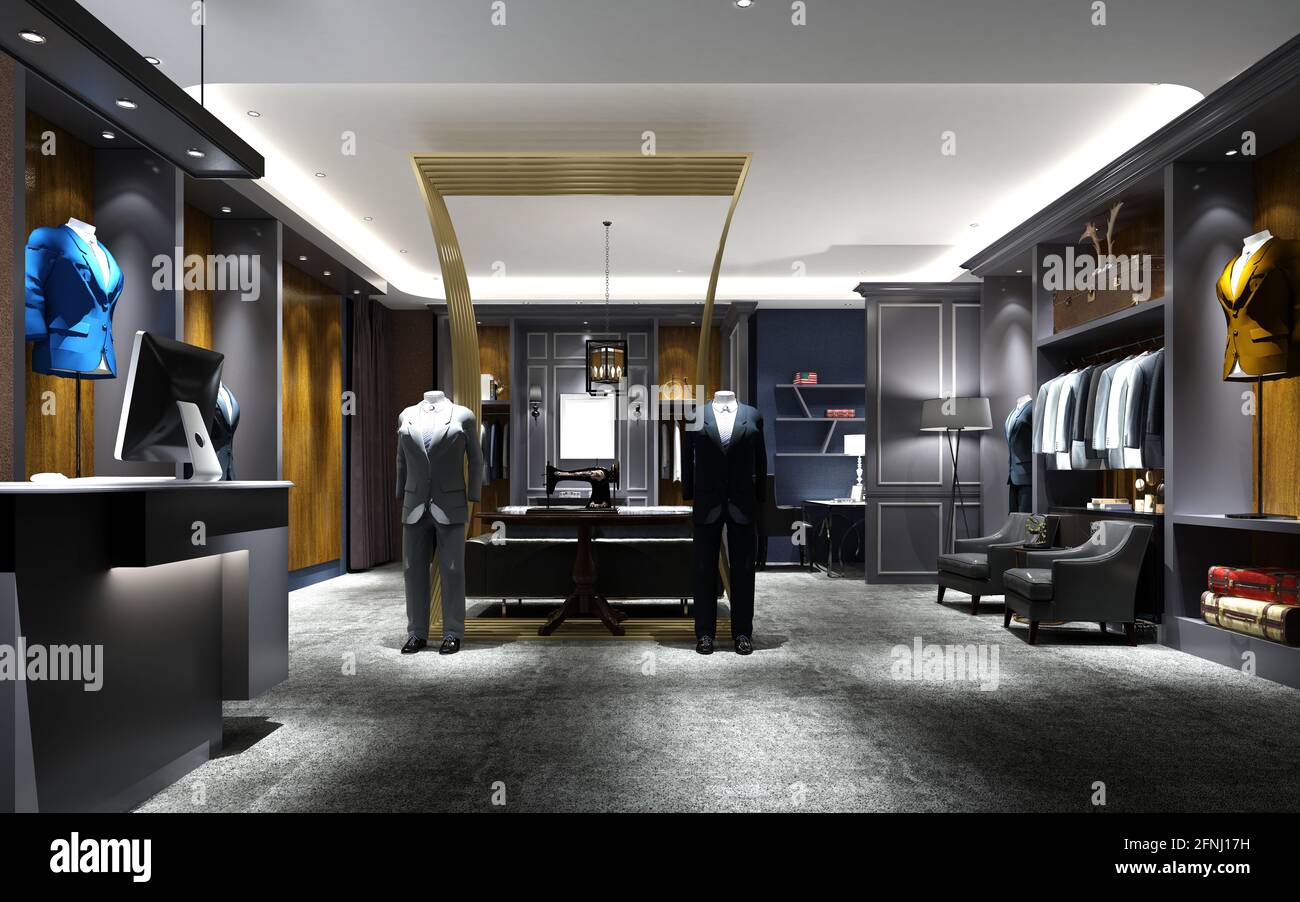 3d render of man fashion shop Stock Photo - Alamy