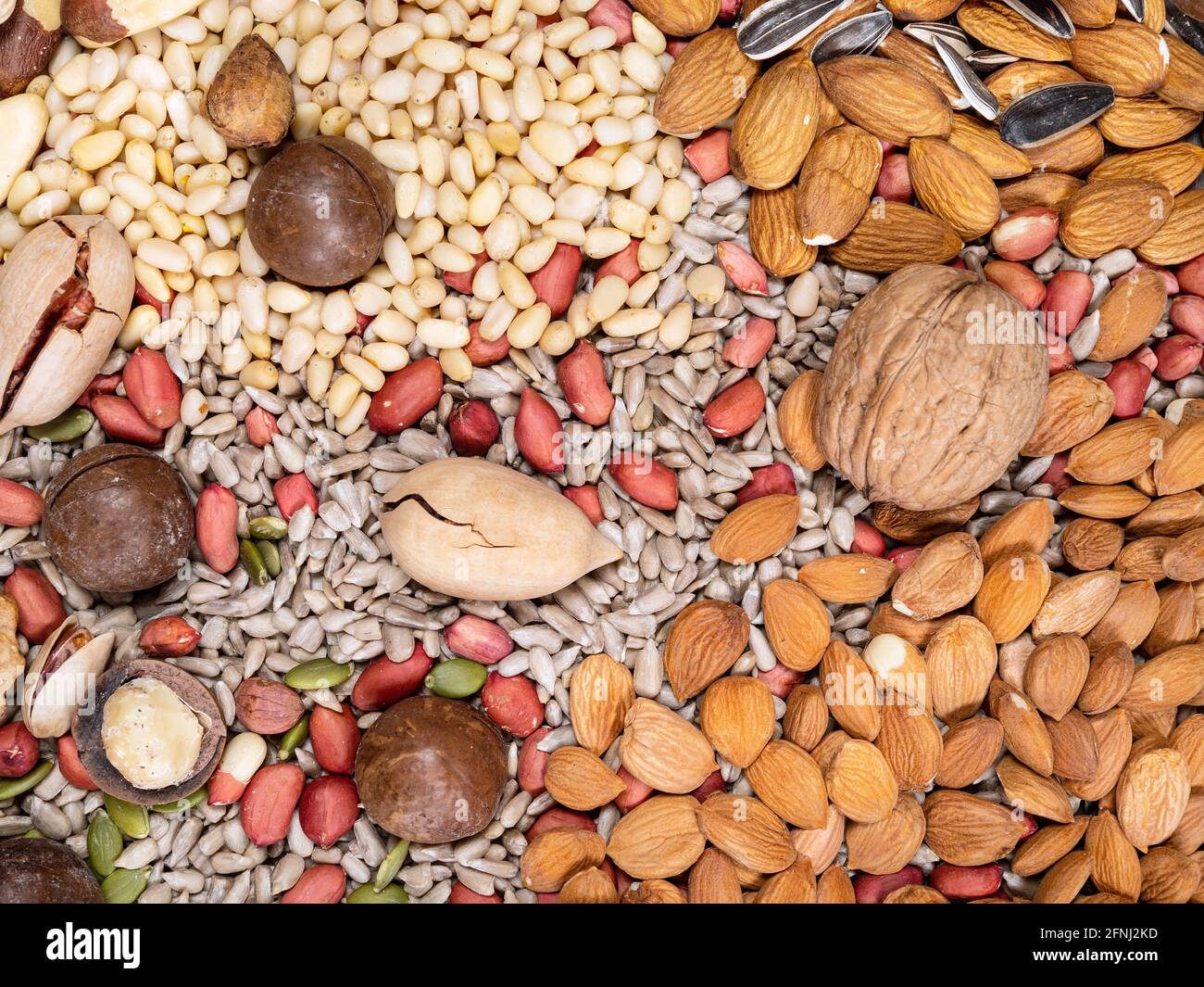 top view of various natural nuts and seeds Stock Photo - Alamy