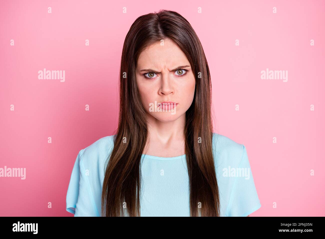 Photo of angry lady irritated ex boyfriend find new girlfriend wear ...