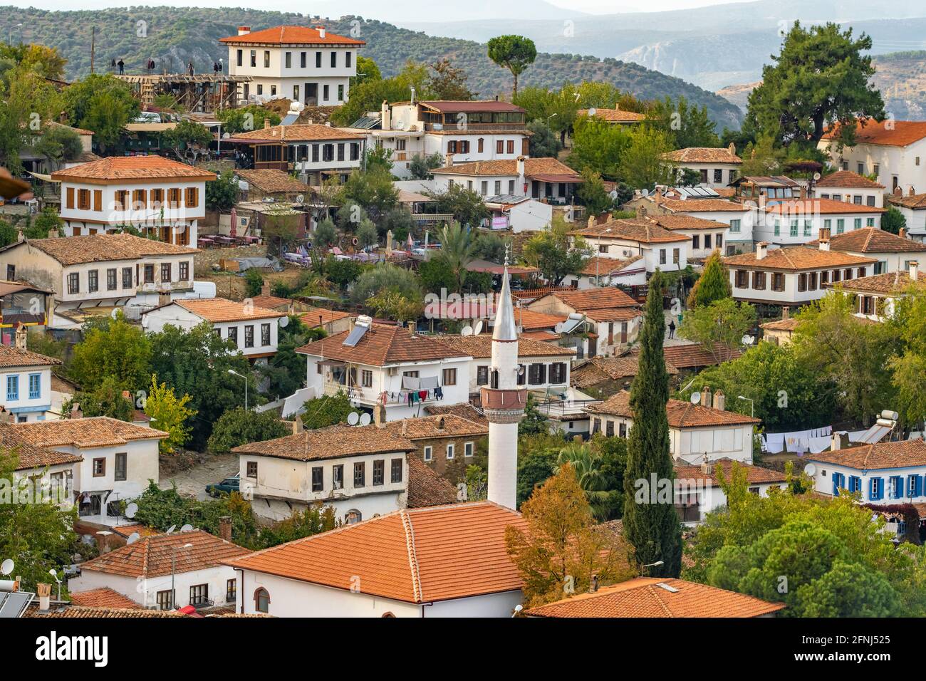 Old houses in historical Sirince village in Izmir region, Turkey Stock ...