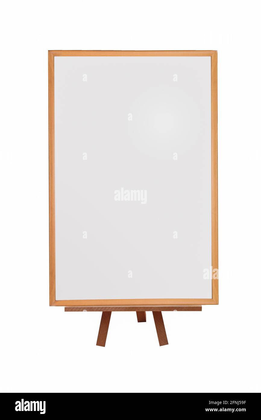 Vertical white board with marker, eraser and easel on isolated ...