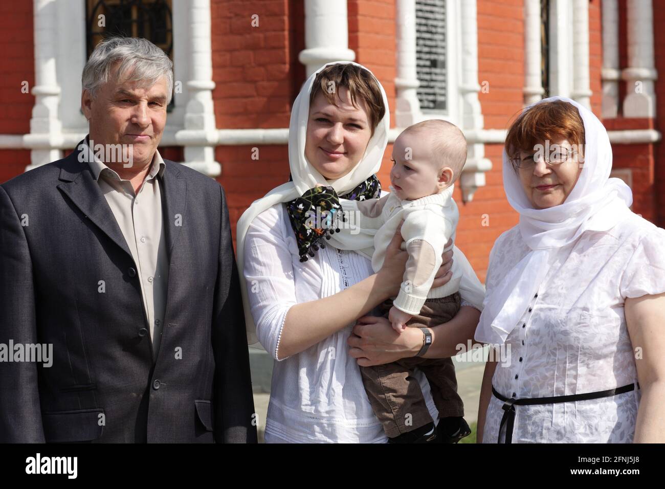 The happy family by the russian orthodox church Stock Photo - Alamy