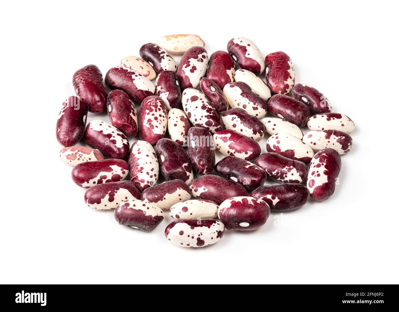 handful of red speckled kidney beans closeup on white background Stock ...