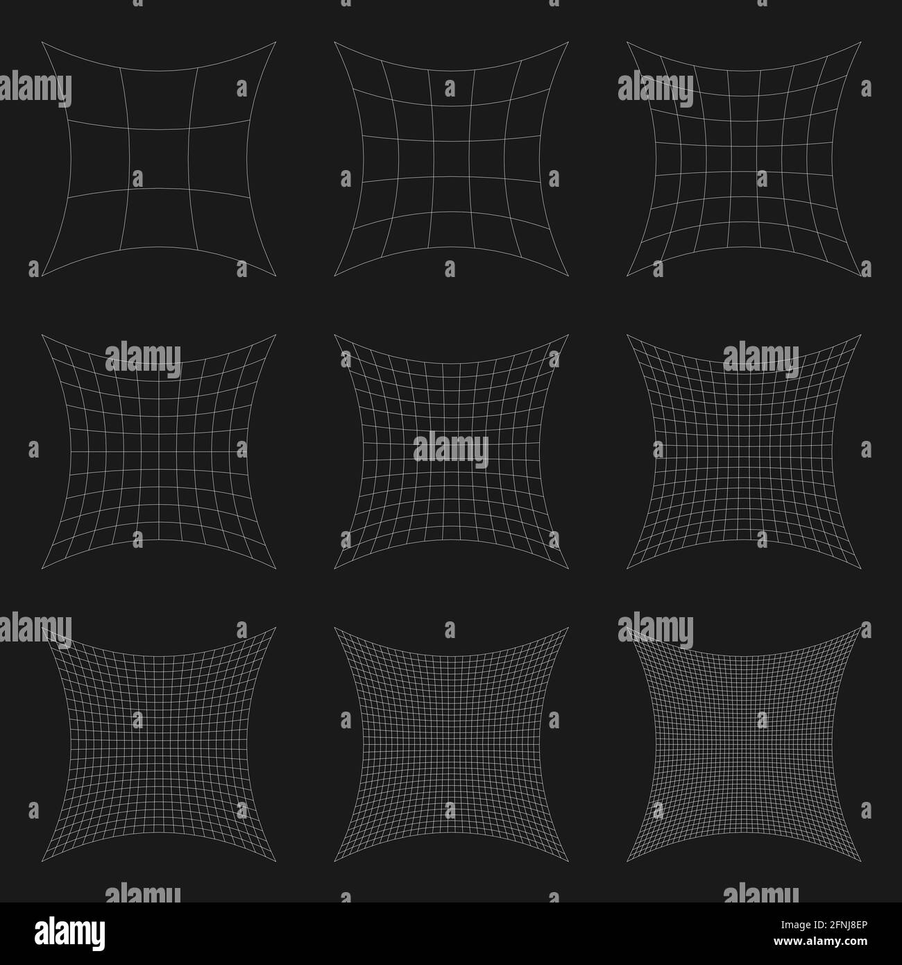 Grid, mesh, lattice, grating with distort, deform effect. Distortion ...