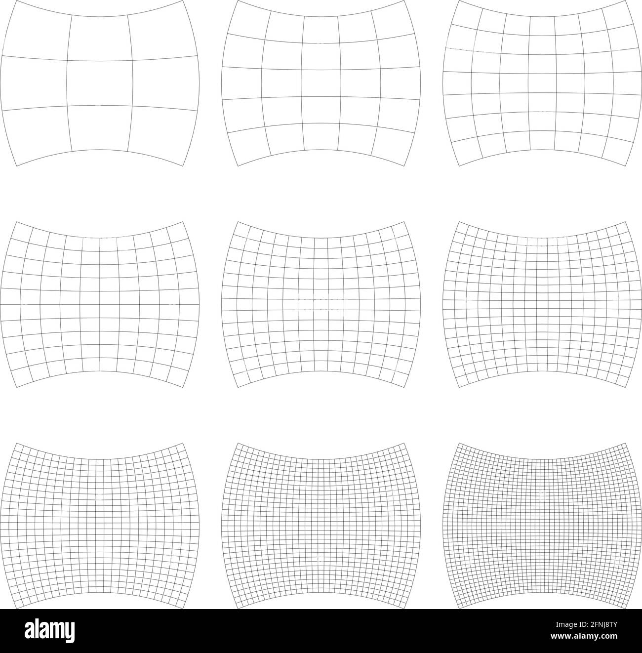 Grid, mesh, lattice, grating with distort, deform effect. Distortion ...