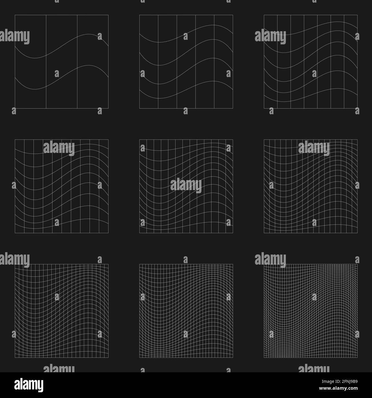 Grid, mesh, lattice, grating with distort, deform effect. Distortion ...