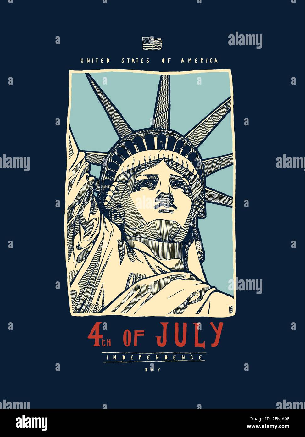liberty statue fourth of july vintage typography poster for american ...