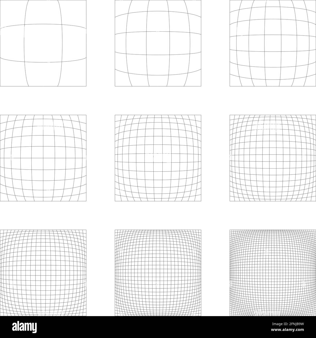 Grid, mesh, lattice, grating with distort, deform effect. Distortion ...