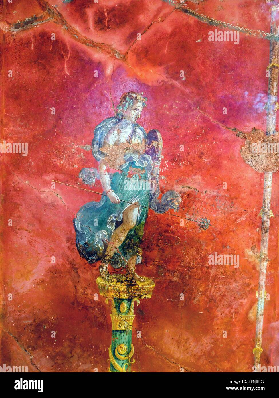 Detail of the frescoes of Moregine, found in the Roman villa called ...