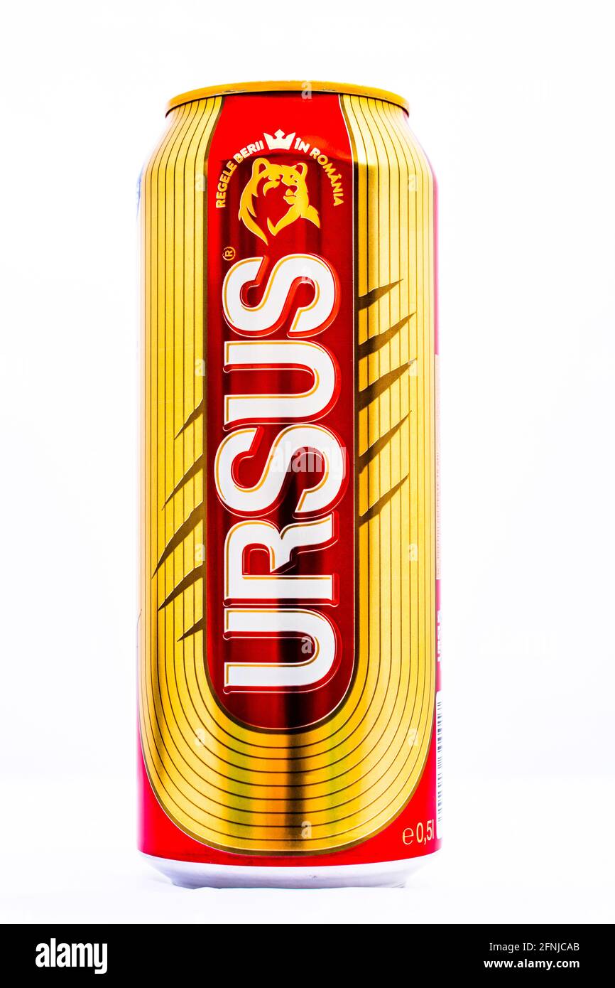 Can of Ursus beer isolated on white. Illustrative editorial photo shot ...