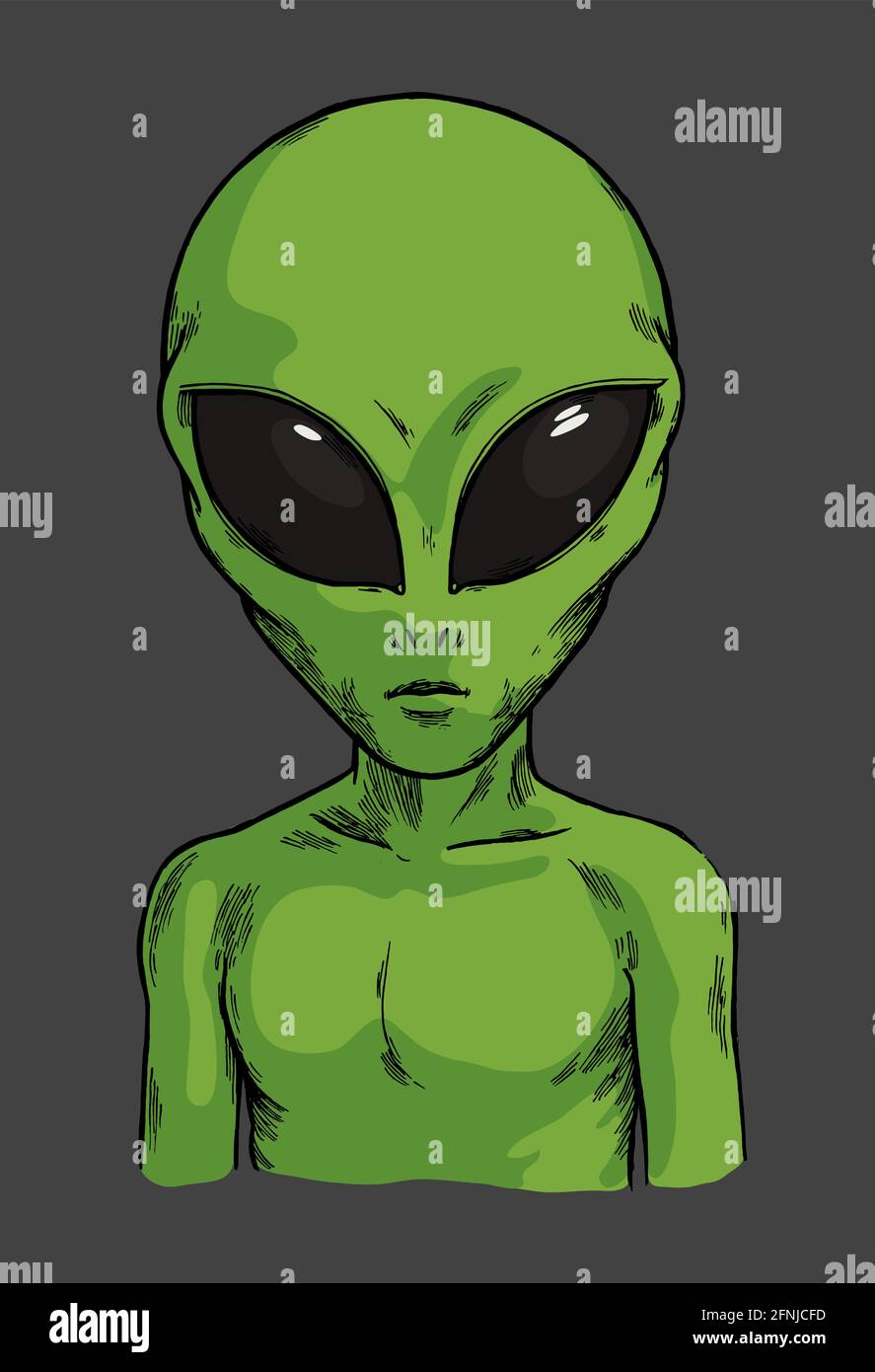 Green alien space character isolated vector illustration Stock Vector ...