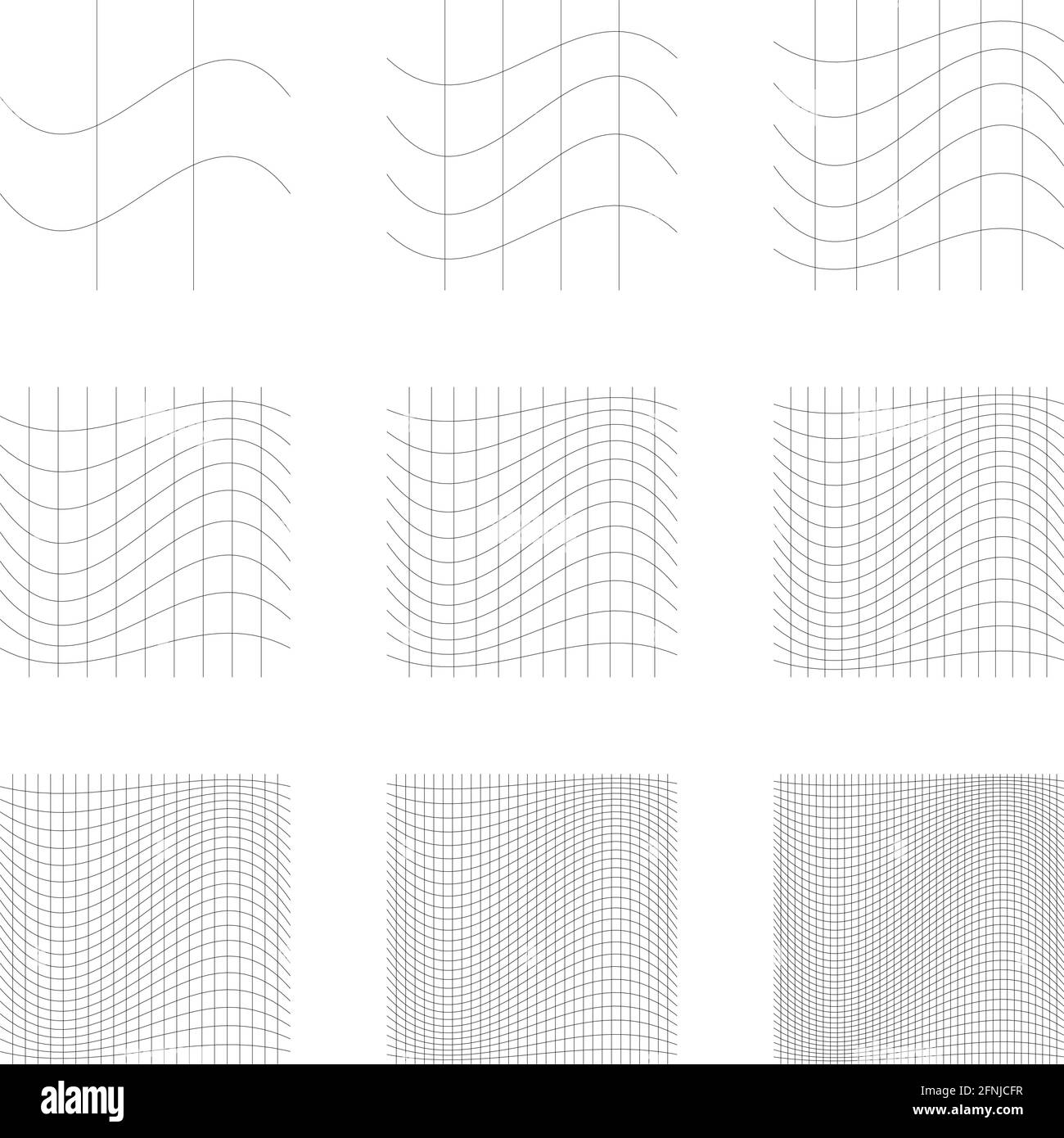 Grid, mesh, lattice, grating with distort, deform effect. Distortion ...