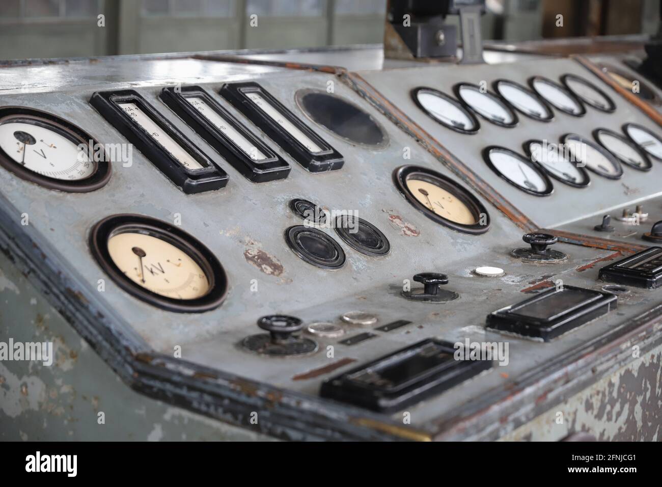 Control Panel of an old Power Plant Stock Photo - Alamy