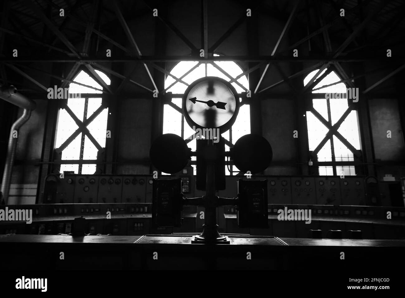 Control panel machine production Black and White Stock Photos & Images ...