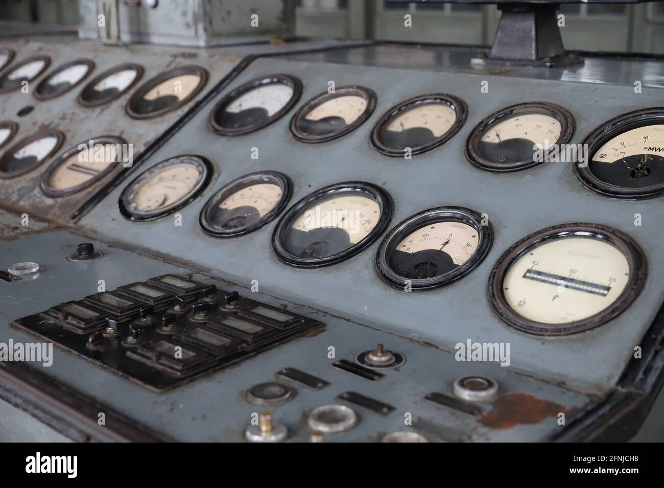 Control Panel of an old Power Plant Stock Photo - Alamy