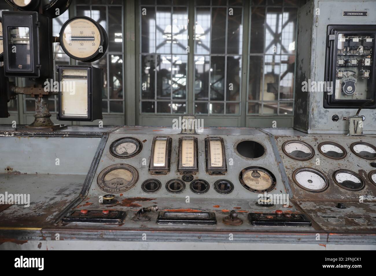 Control Panel of an old Power Plant Stock Photo - Alamy