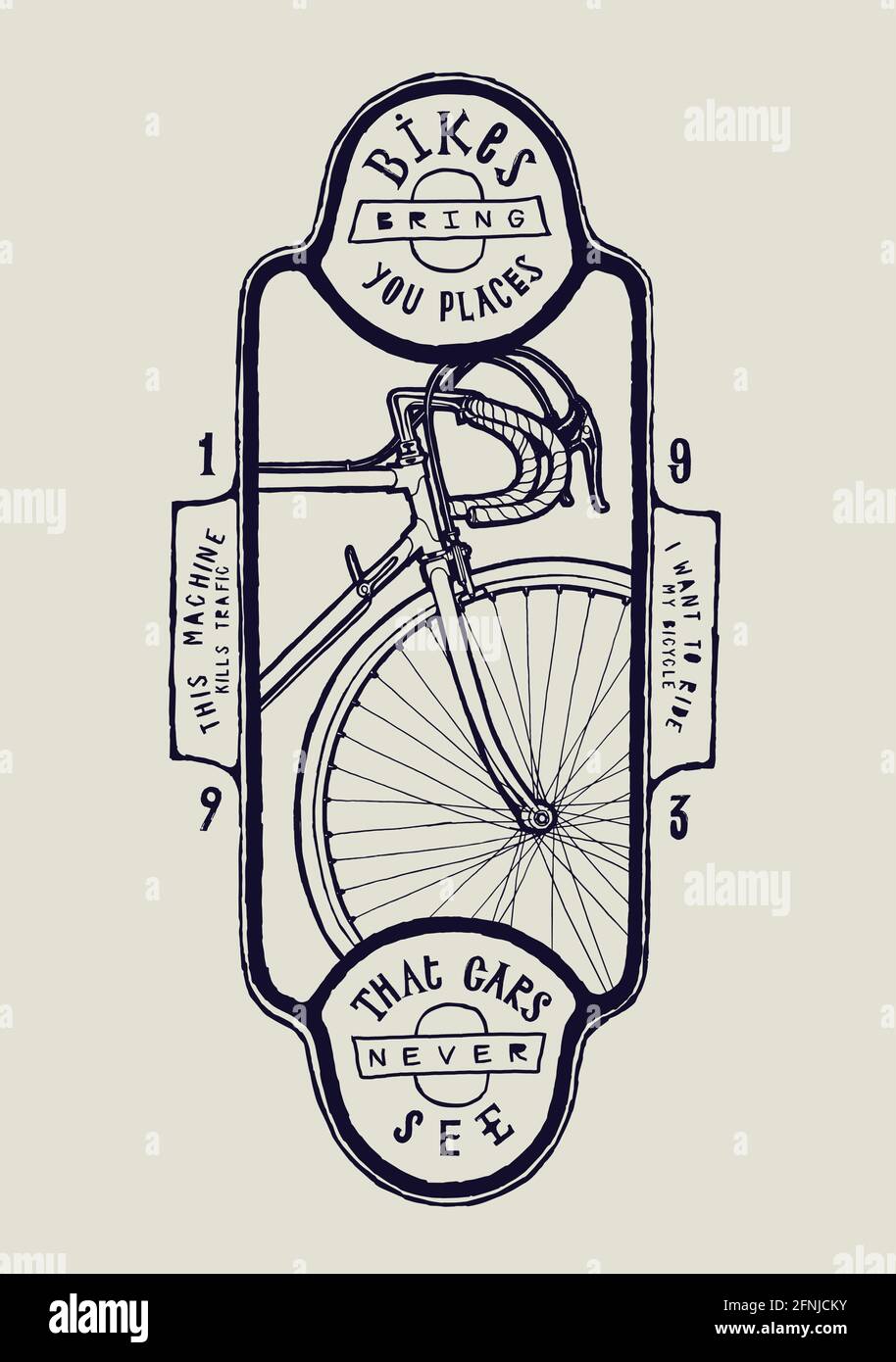 Bikes bring you places - vintage bicycle typography label Stock Vector ...