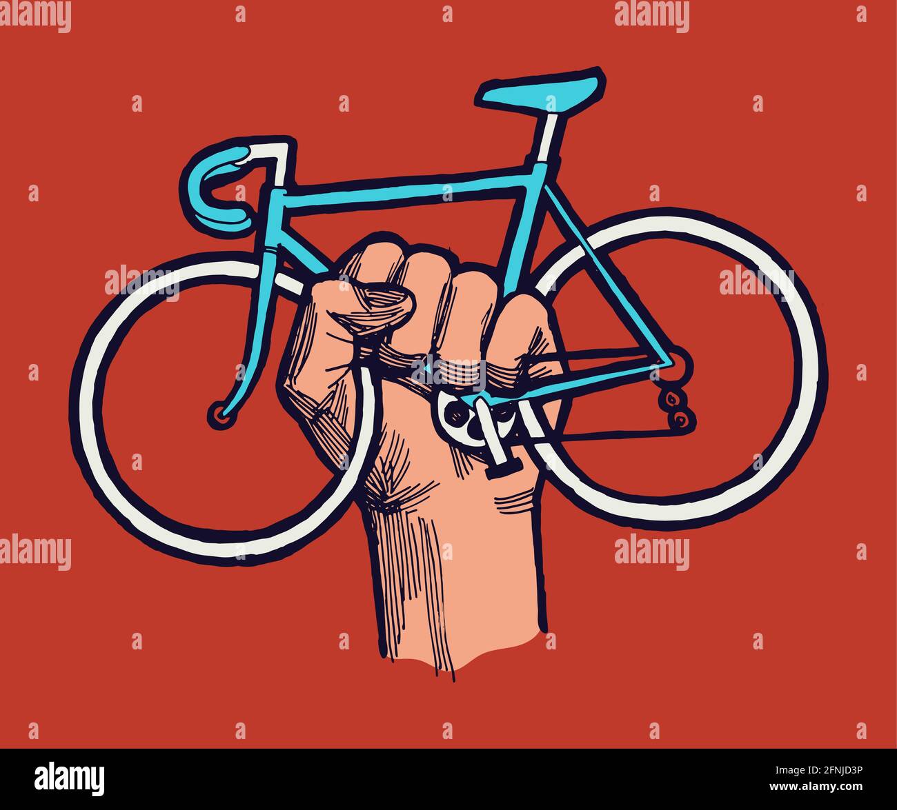 Bicycle protest sign - hand holding bicycle - bike guerrilla Stock ...