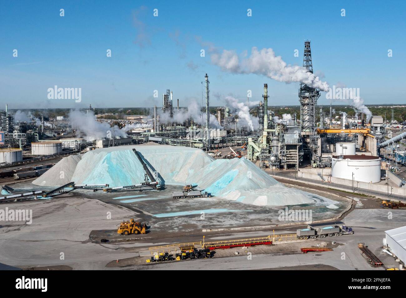 Detroit, Michigan - Piles of salt at the Detroit Salt Company's ...