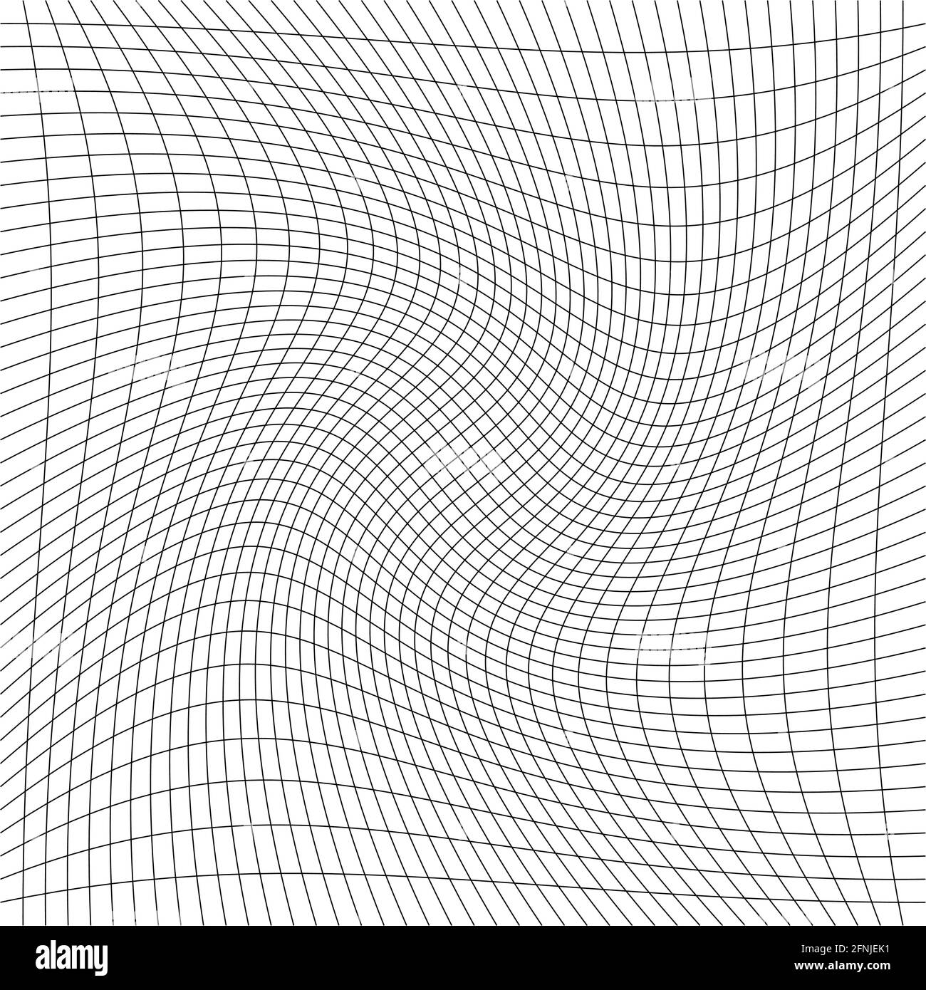 Grid, mesh, lattice, grating with distort, deform effect. Distortion ...