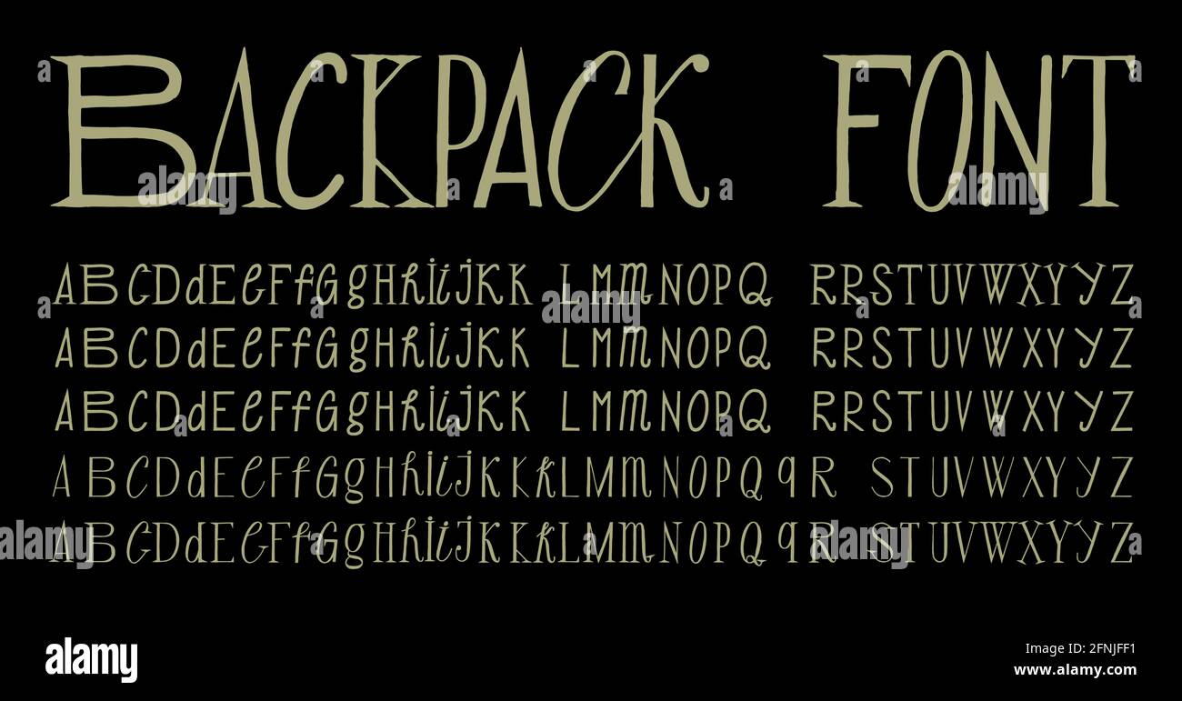 Backpack font - set of letters with multiple alterations - serif, sans ...