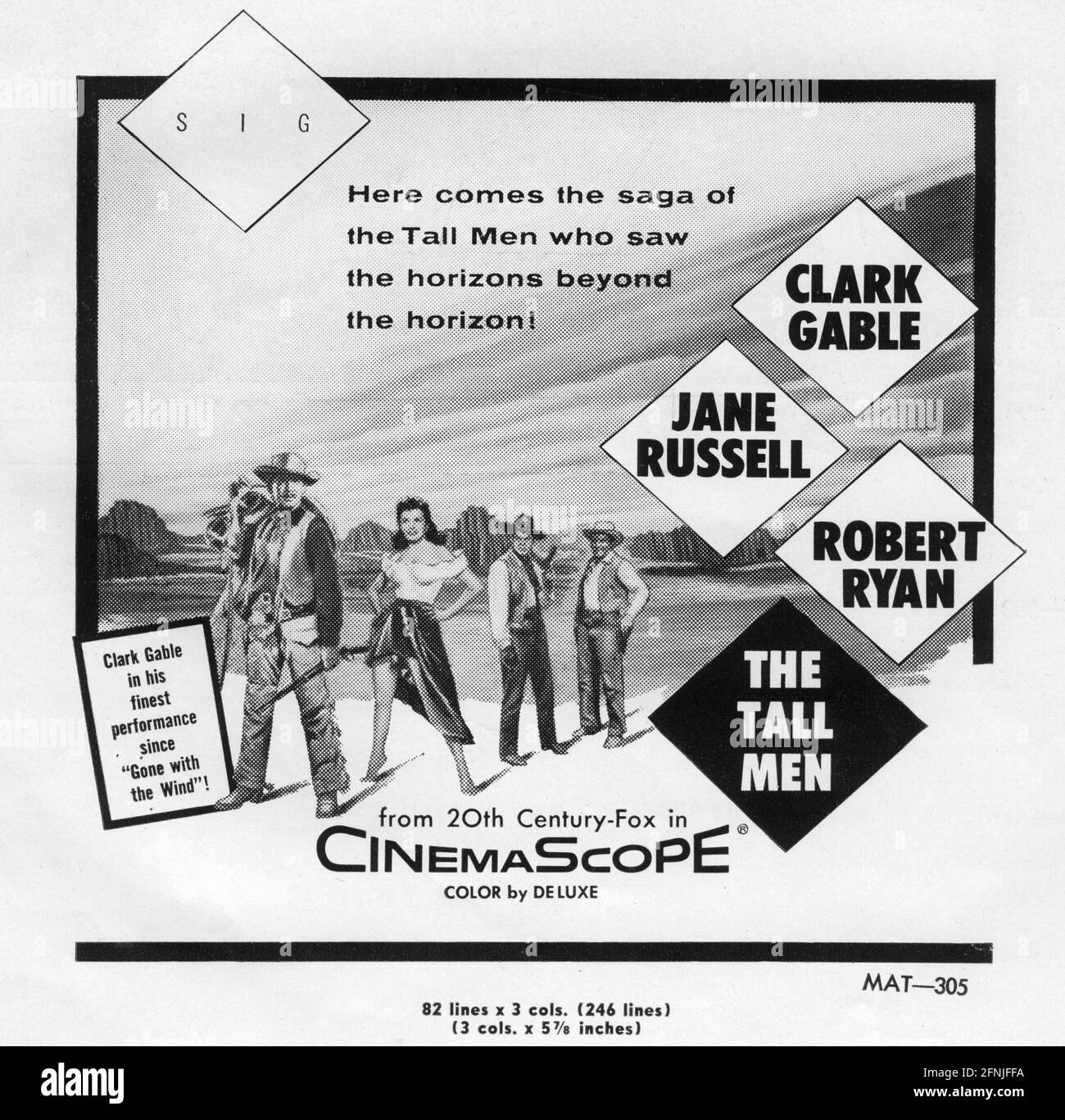 CLARK GABLE JANE RUSSELL ROBERT RYAN and CAMERON MITCHELL in THE TALL ...