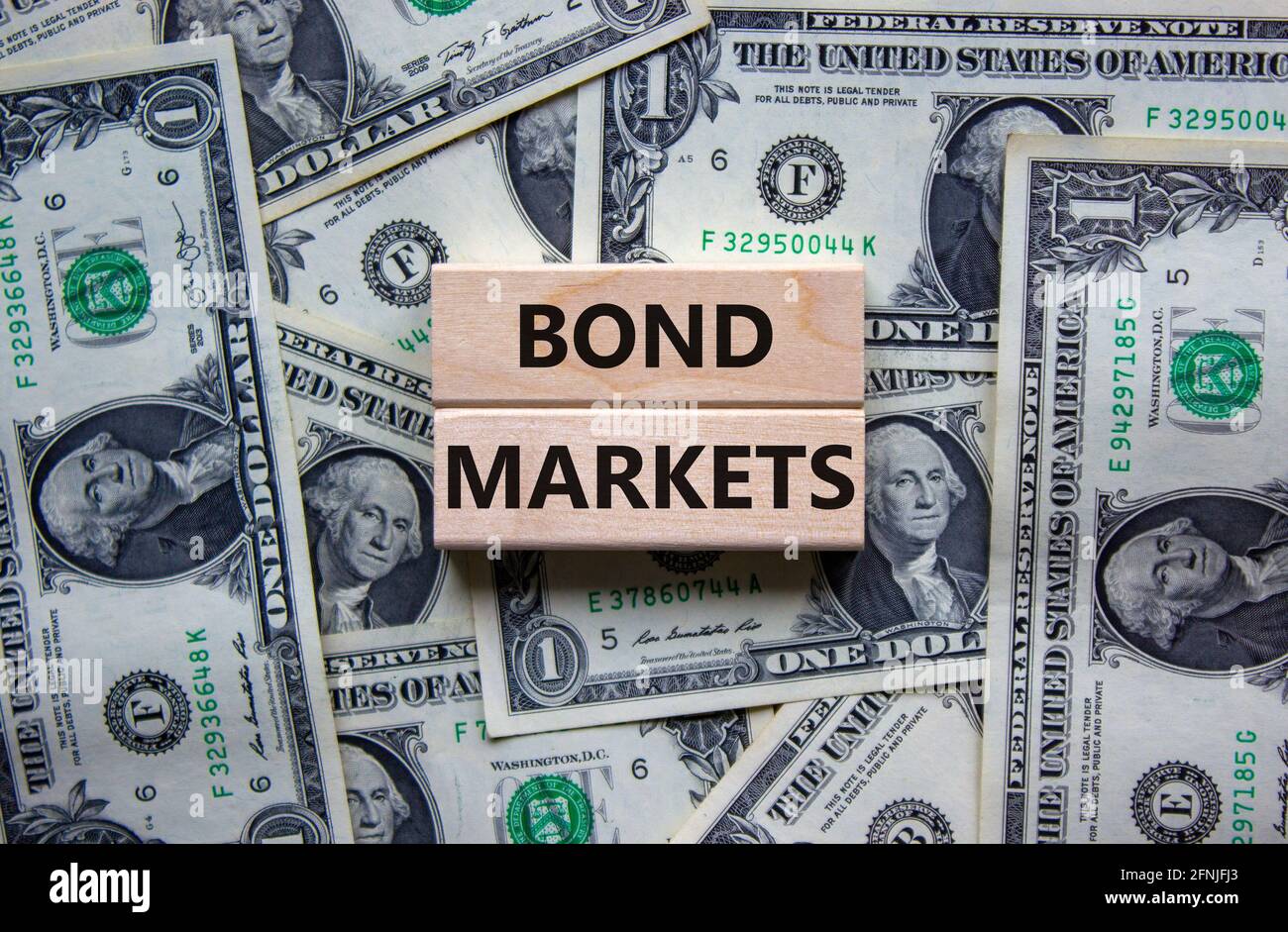 Bond markets symbol. Wooden blocks with words 'Bond markets' on ...