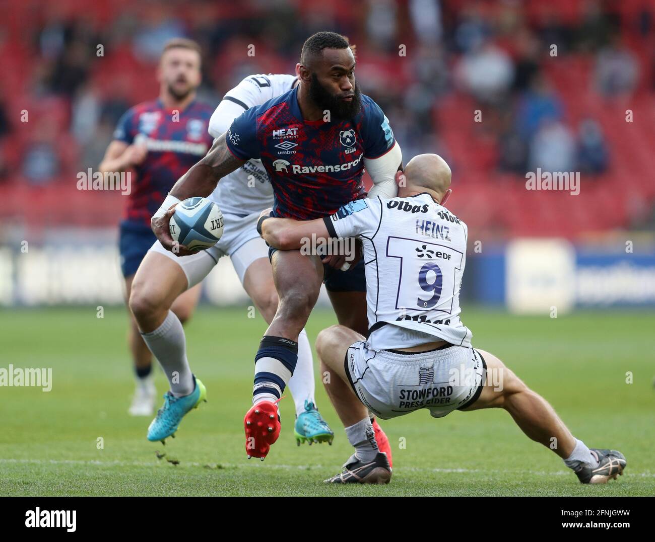 Bristol Bears' Semi Radradra (centre) tackled by Gloucester Rugby's ...